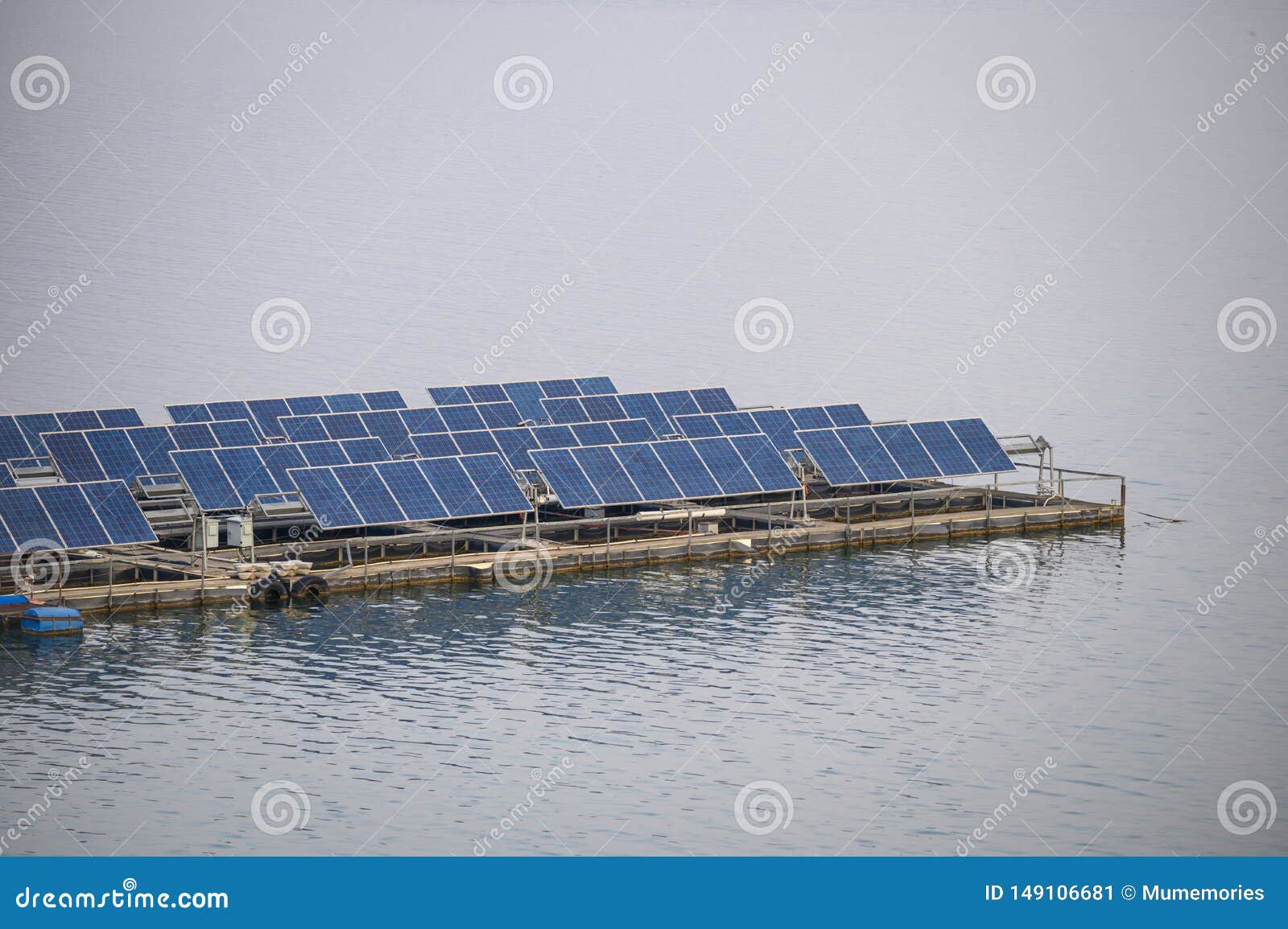 Solar Cell System Panel Renewable Power Floating on Dam Stock Image ...