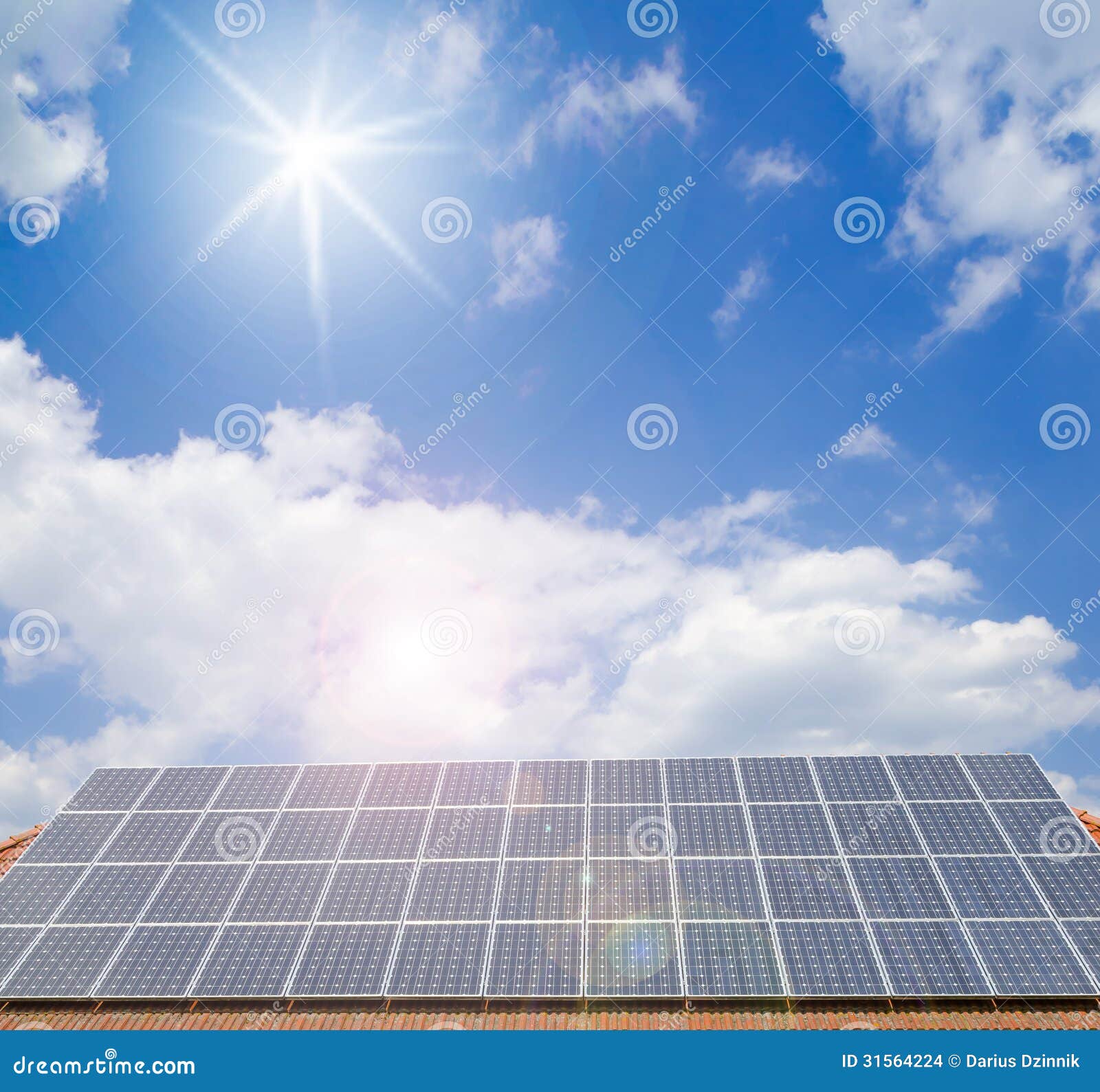 Solar cells on the roof stock photo. Image of bright - 31564224