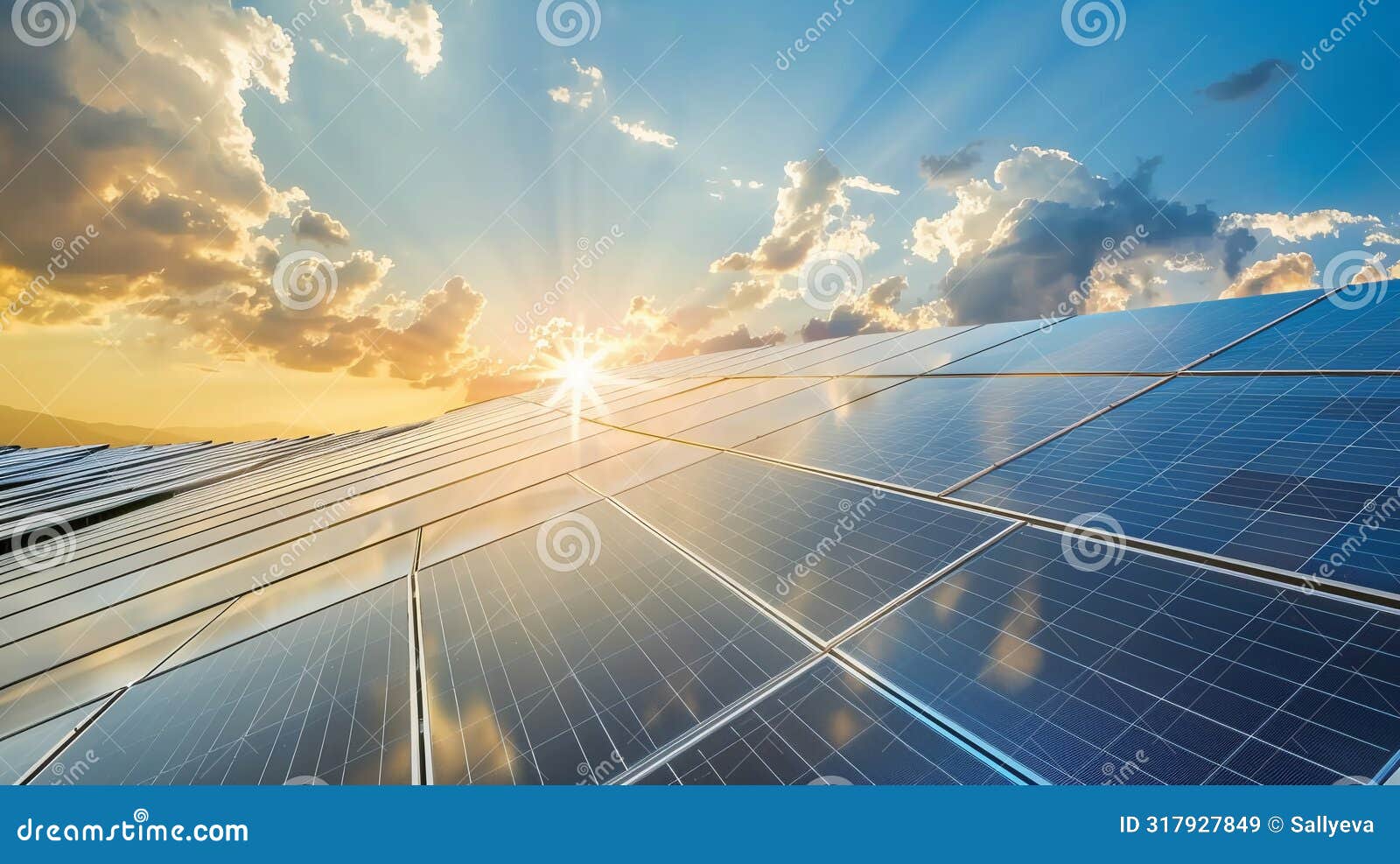 Solar cells and sunset stock image. Image of light, sunrise - 317927849