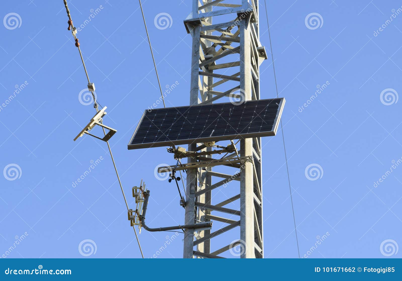 Solar Cells To Provide Power Transmission Antenna Stock Photo - Image ...