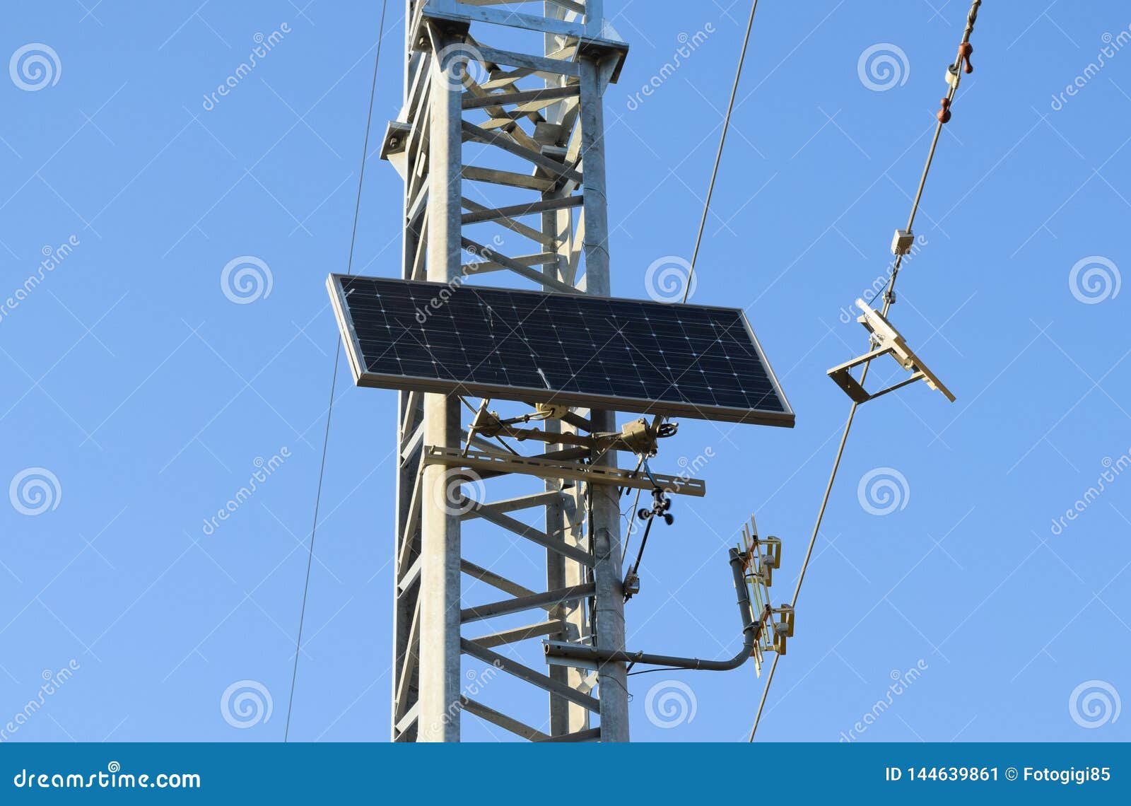 Solar Cells To Provide Power Transmission Stock Image - Image of ...