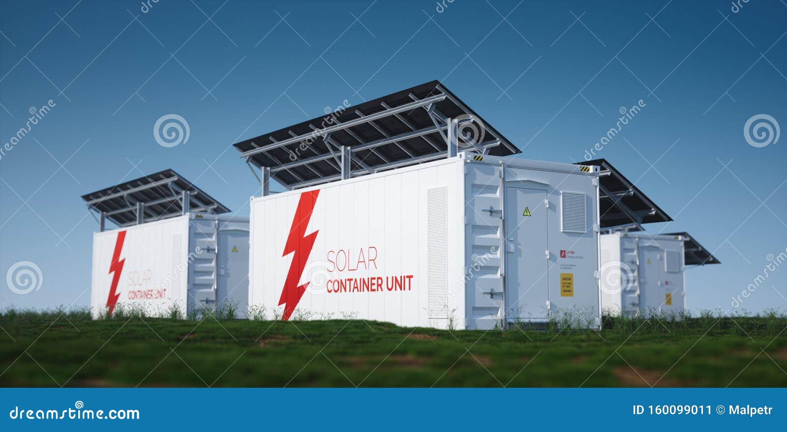 Solar Container Unit. 3d Rendering Concept of a White Industrial ...