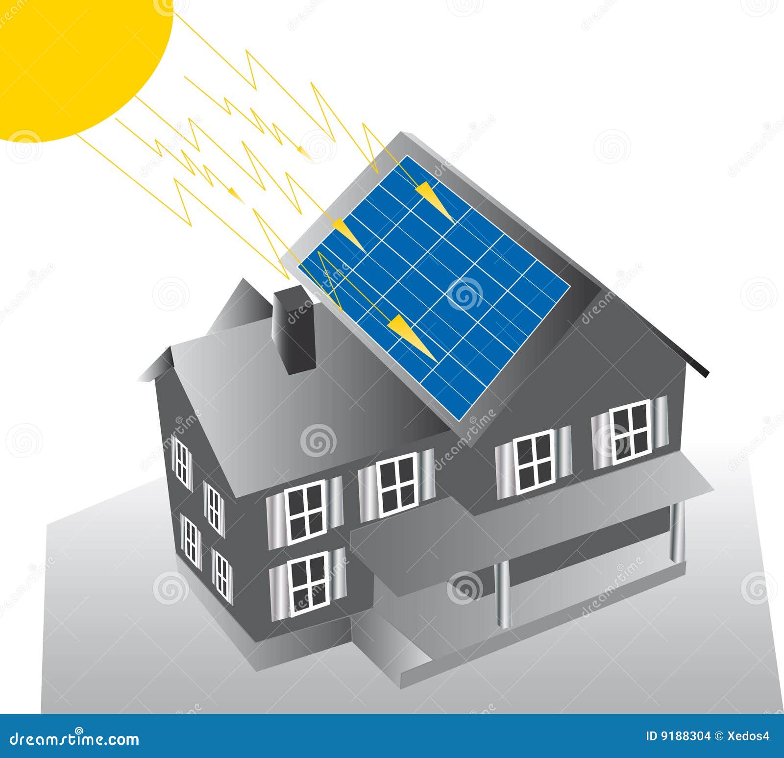 Solar dwelling stock illustration. Illustration of panel - 9188304