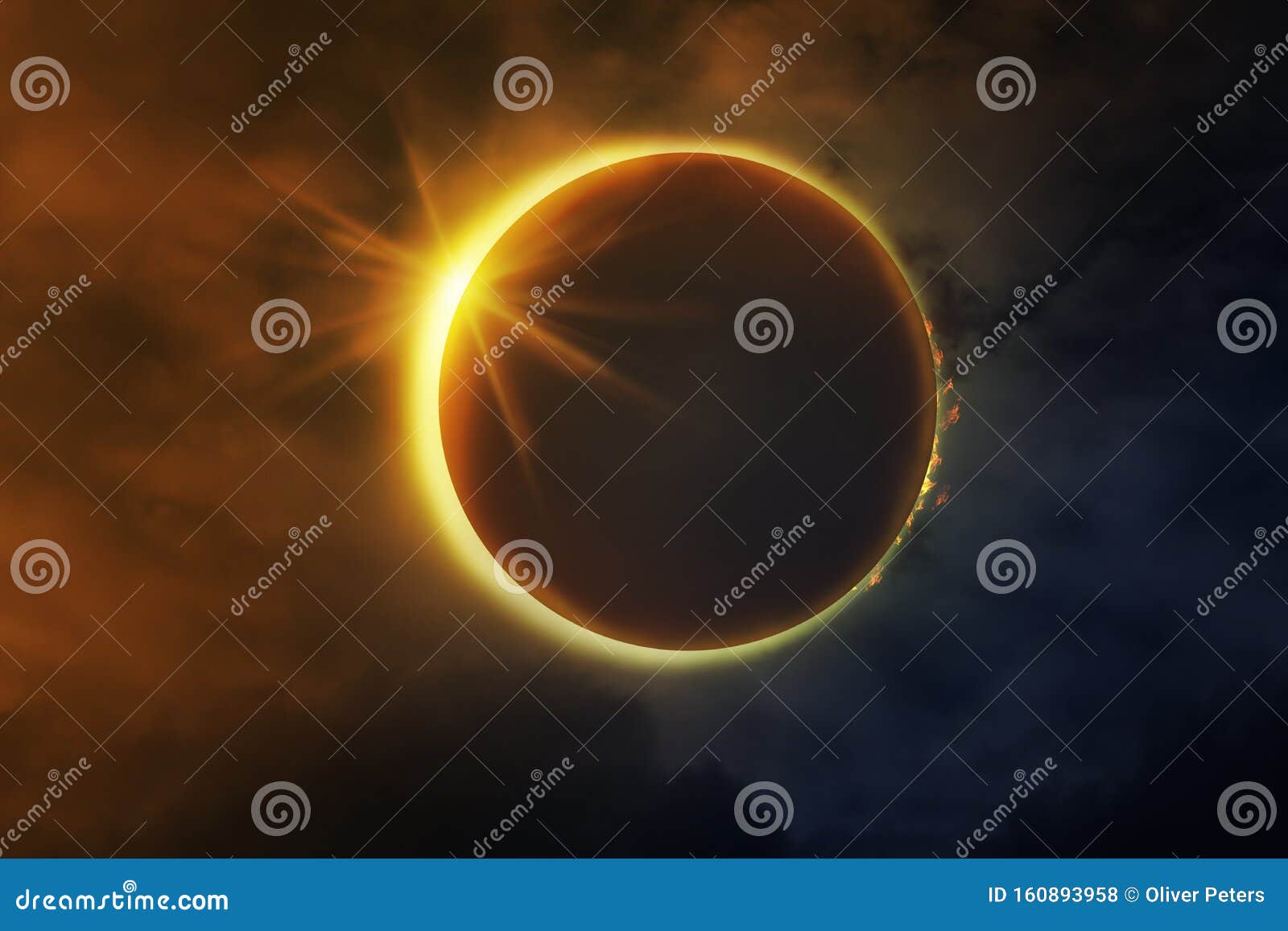 Solar Eclips with Bright Sun Flares Stock Illustration - Illustration ...