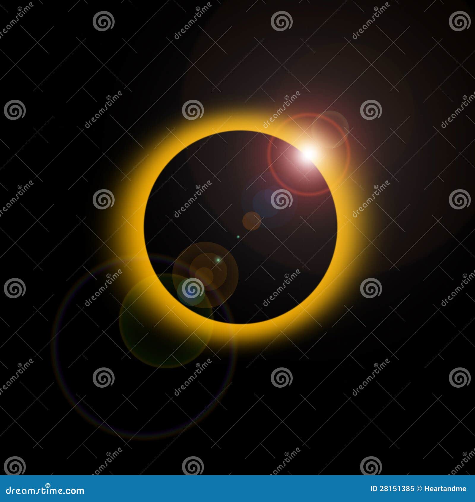 Total And Annular Solar Eclipse. Set Of Different Eclipses On A Dark ...