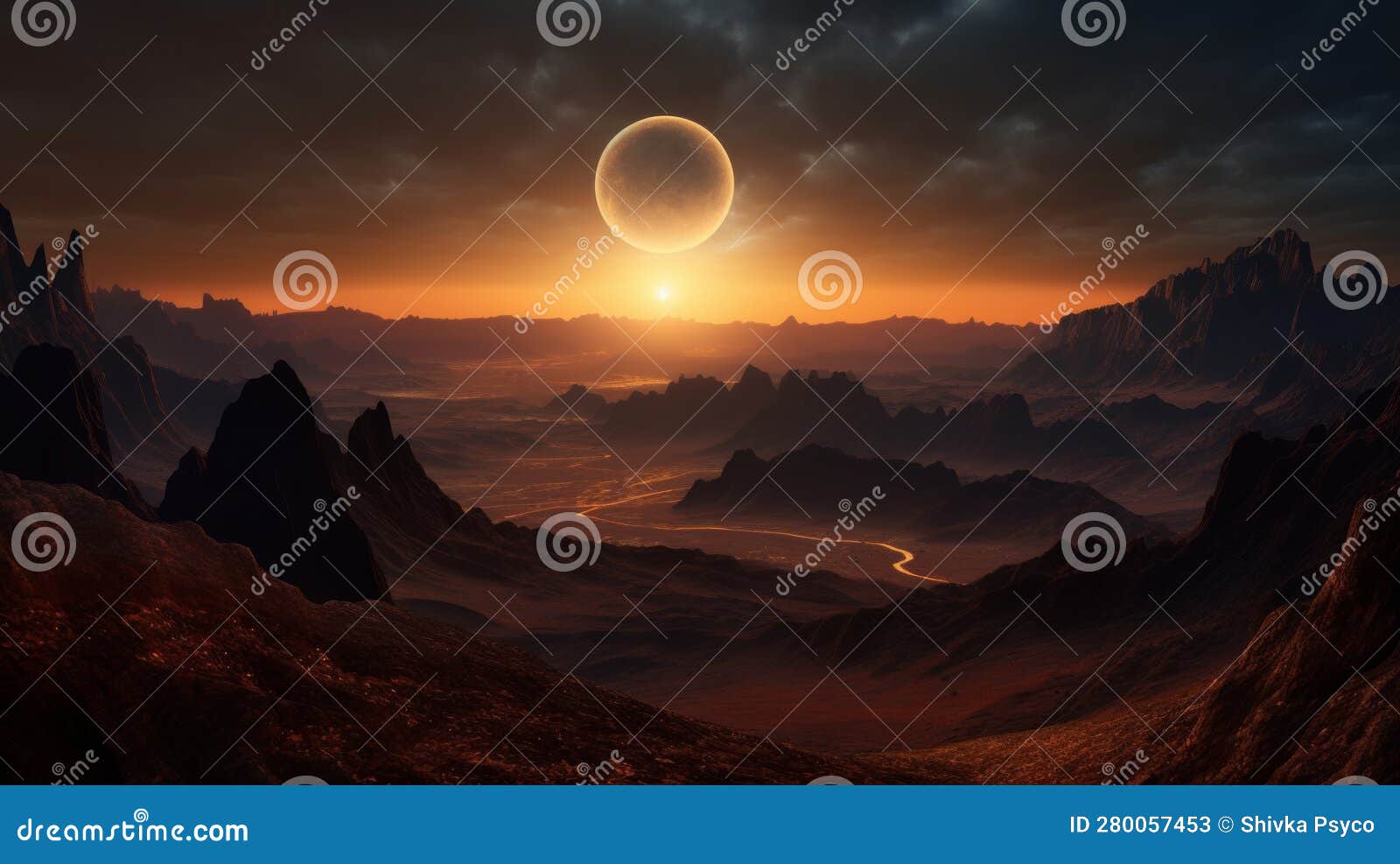 A Solar Eclipse on an Alien Planet Generative AI Stock Illustration ...