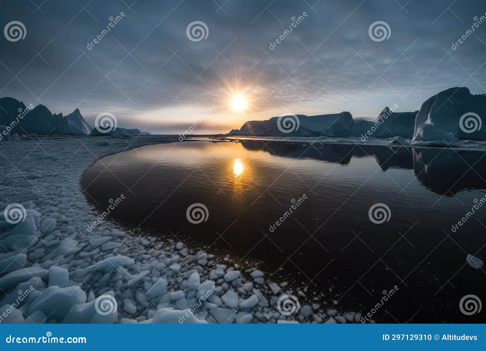 Solar Eclipse in the Arctic, Casting a Dark Sculptured Landscape Stock ...