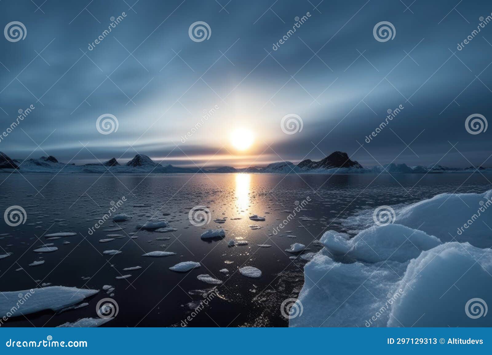 Solar Eclipse in the Arctic, Casting a Dark Sculptured Landscape Stock ...