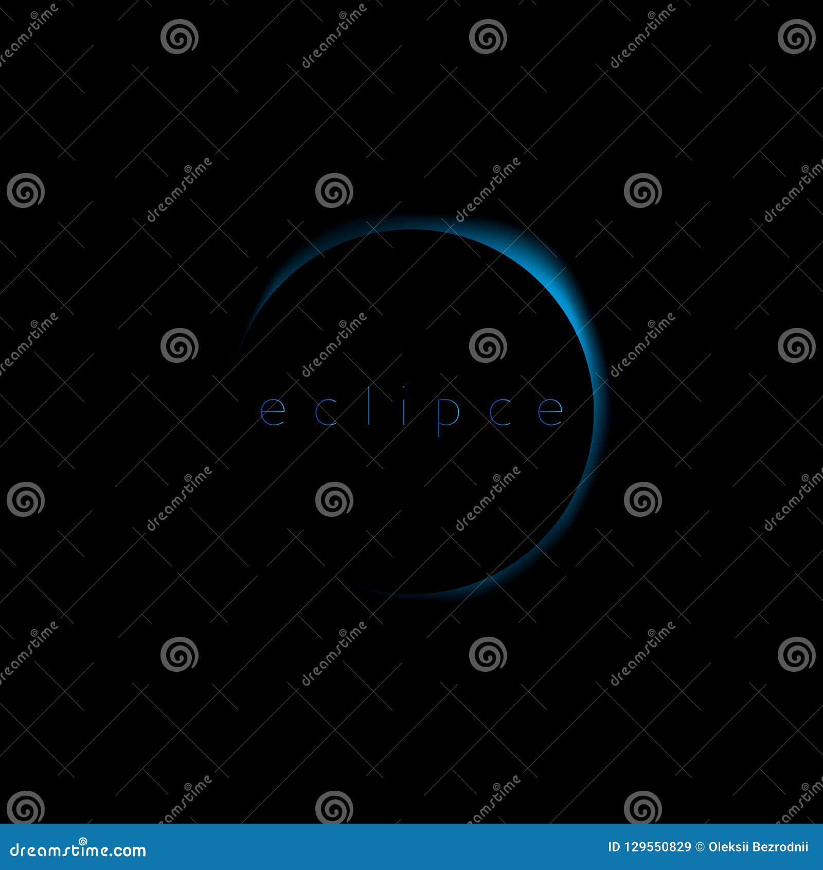 Solar eclipse blue stock vector. Illustration of flare - 129550829