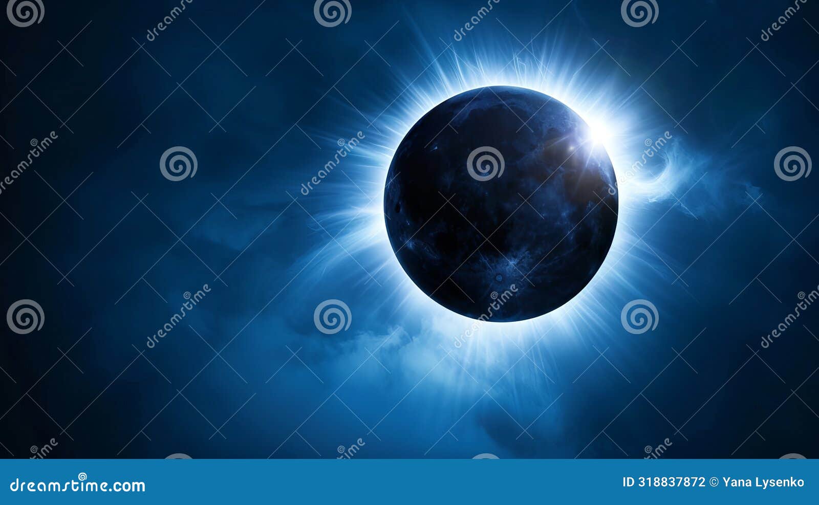 Solar Eclipse with Bright Corona Effect in the Night Sky. Majestic ...