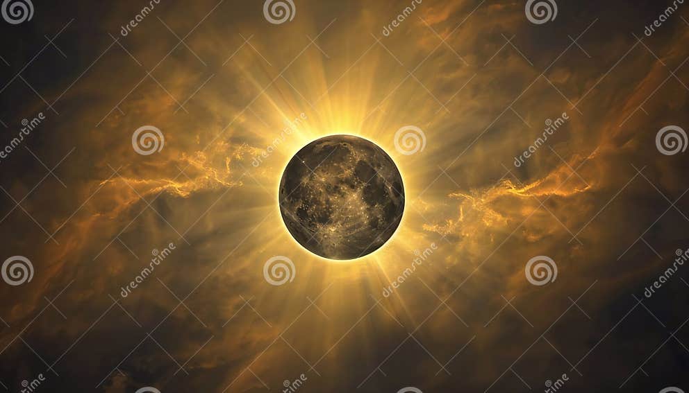 Solar Eclipse Casts a Dramatic Shadow Stock Illustration - Illustration ...