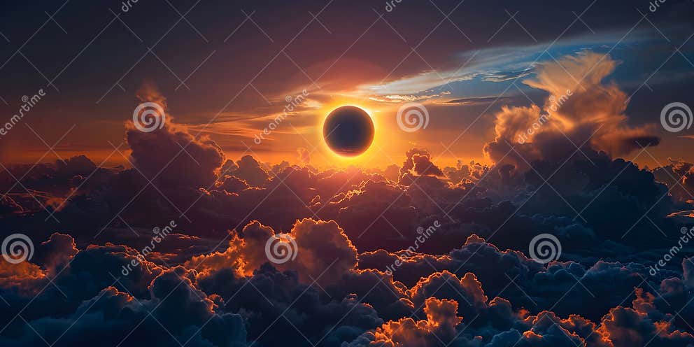 Solar Eclipse in the Clouds Stock Photo - Image of natural, moon: 324633642