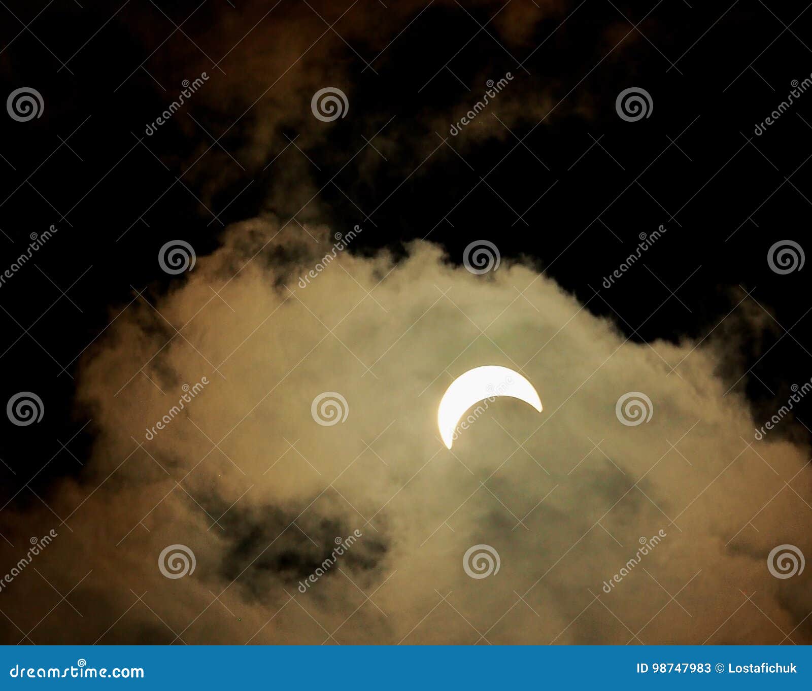 Solar Eclipse with Clouds stock image. Image of rare - 98747983