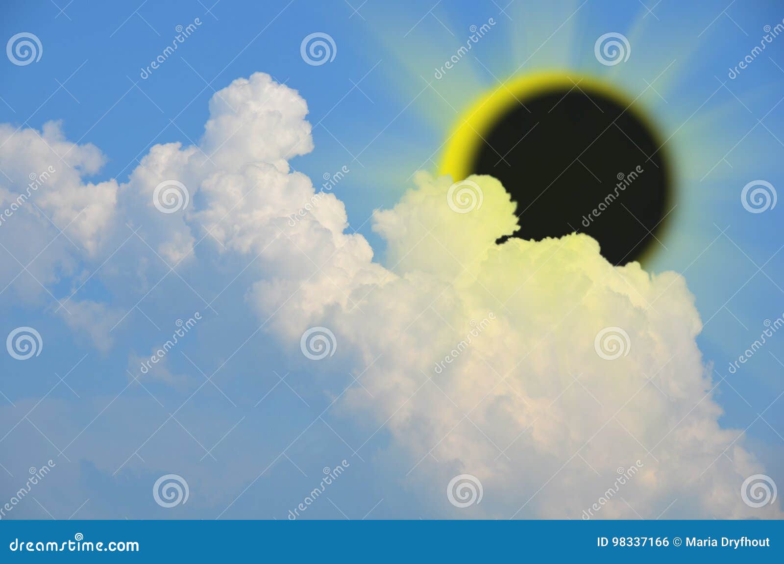 Solar eclipse with clouds stock photo. Image of solar - 98337166
