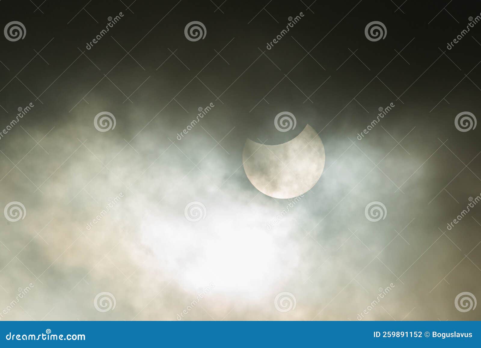 Solar Eclipse on a Cloudy Day. Stock Photo - Image of astrophotography, cloudiness: 259891152