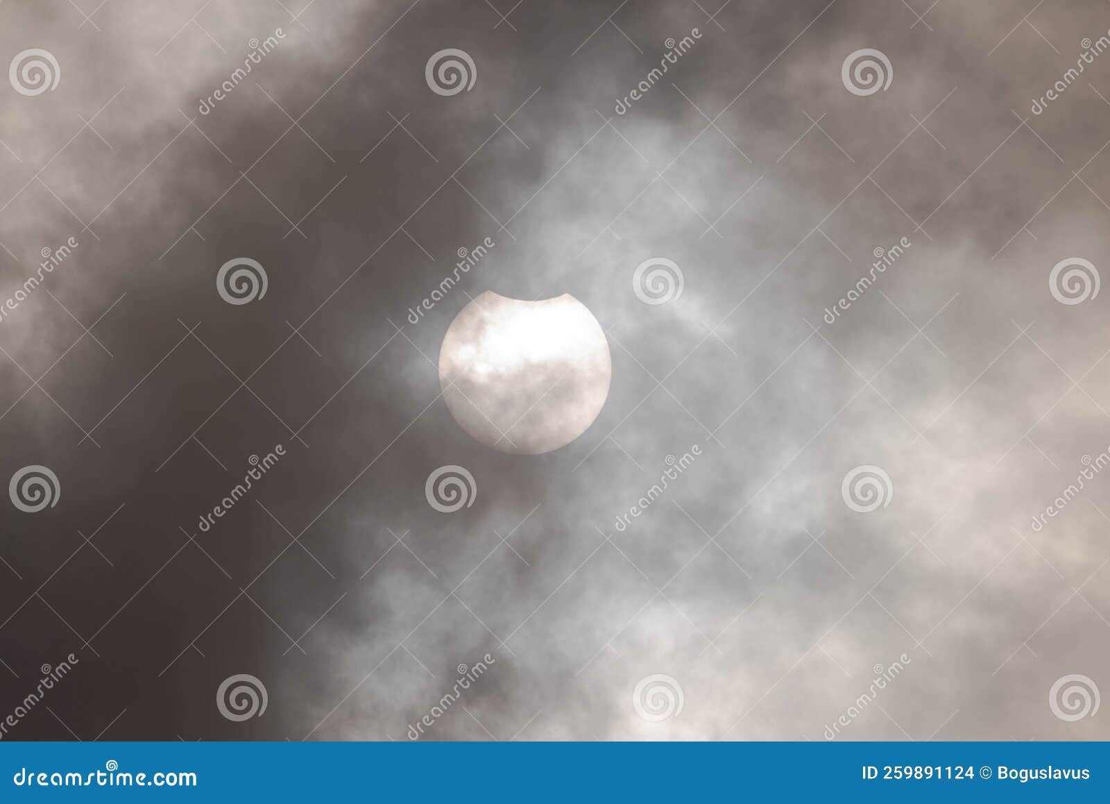 Solar Eclipse on a Cloudy Day. Stock Photo - Image of astrophotography ...