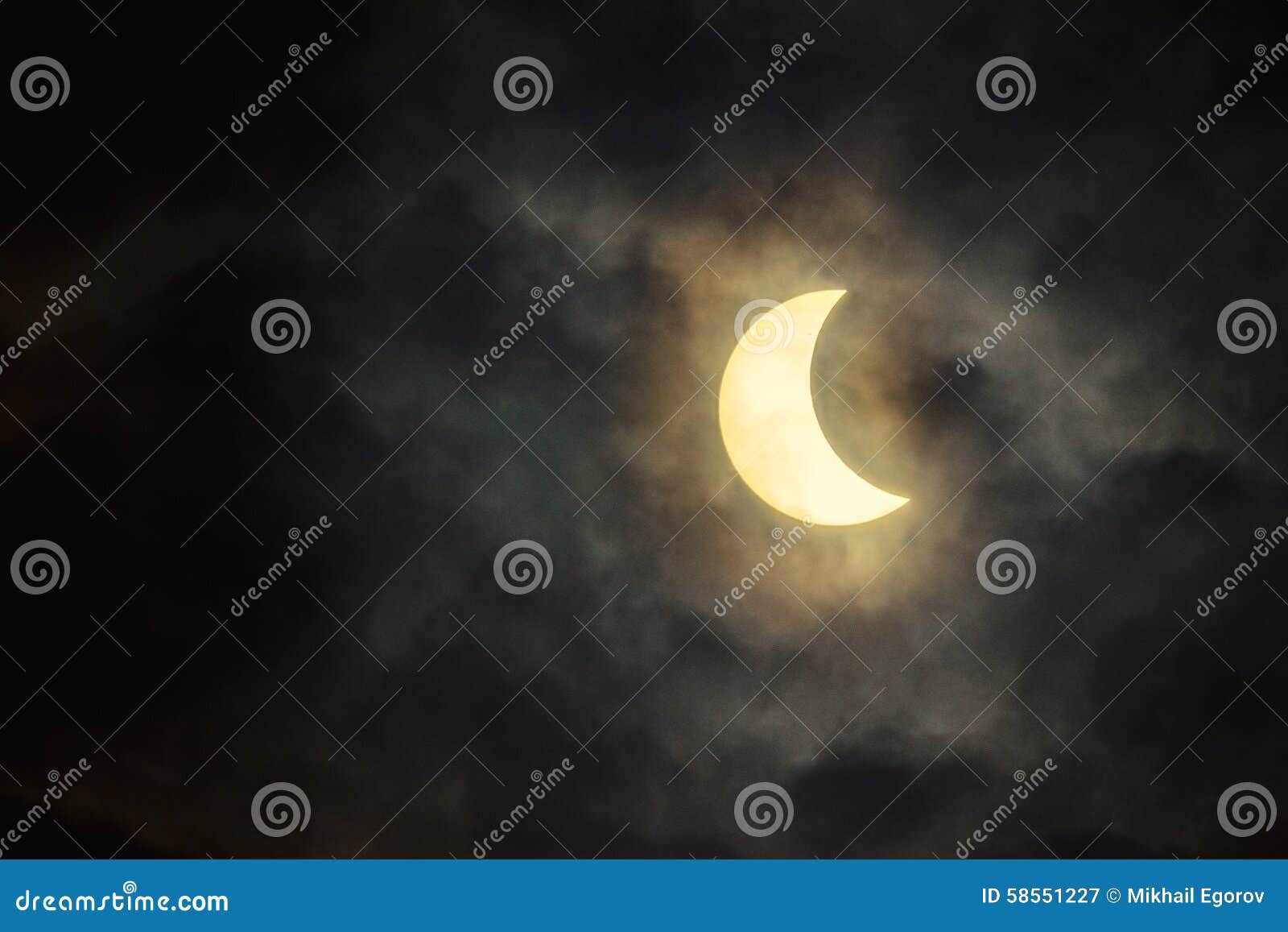 The Solar Eclipse in the Cloudy Sky Stock Image - Image of eclipse ...