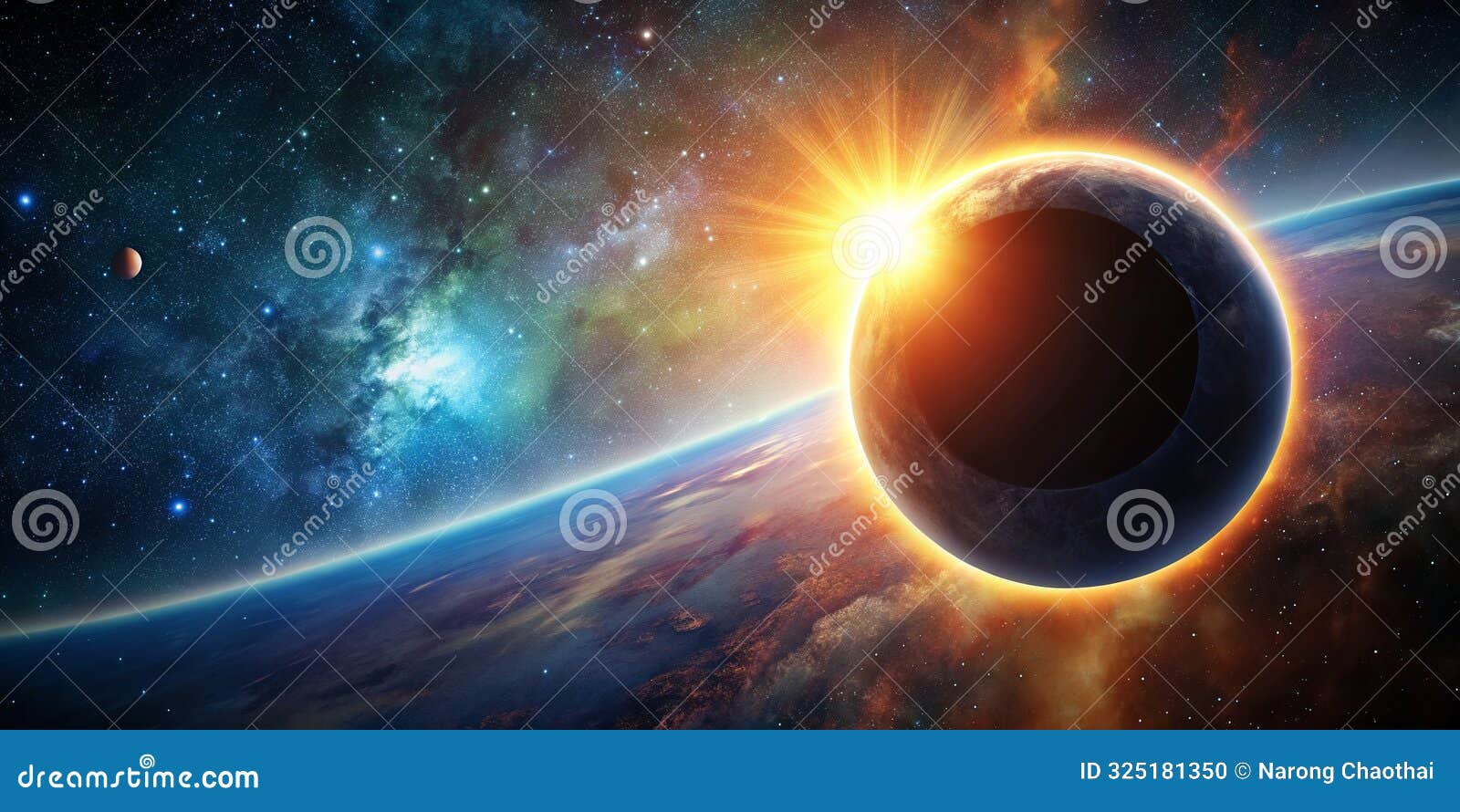 Solar Eclipse in Deep Space the Planet Covers the Star Universe AI ...