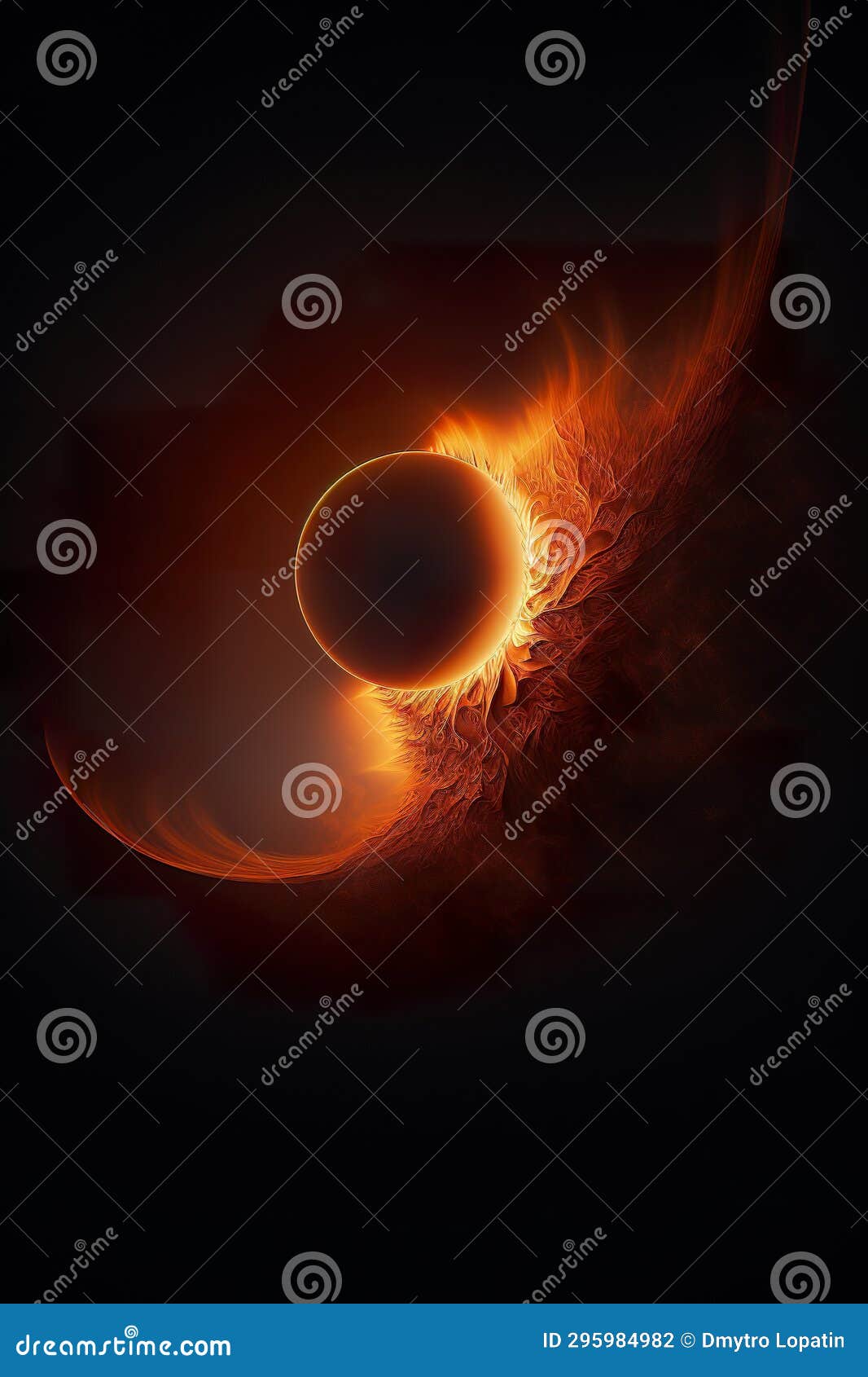 Solar Eclipse Disk on Black Night Sky, Dark Background with Black Hole ...