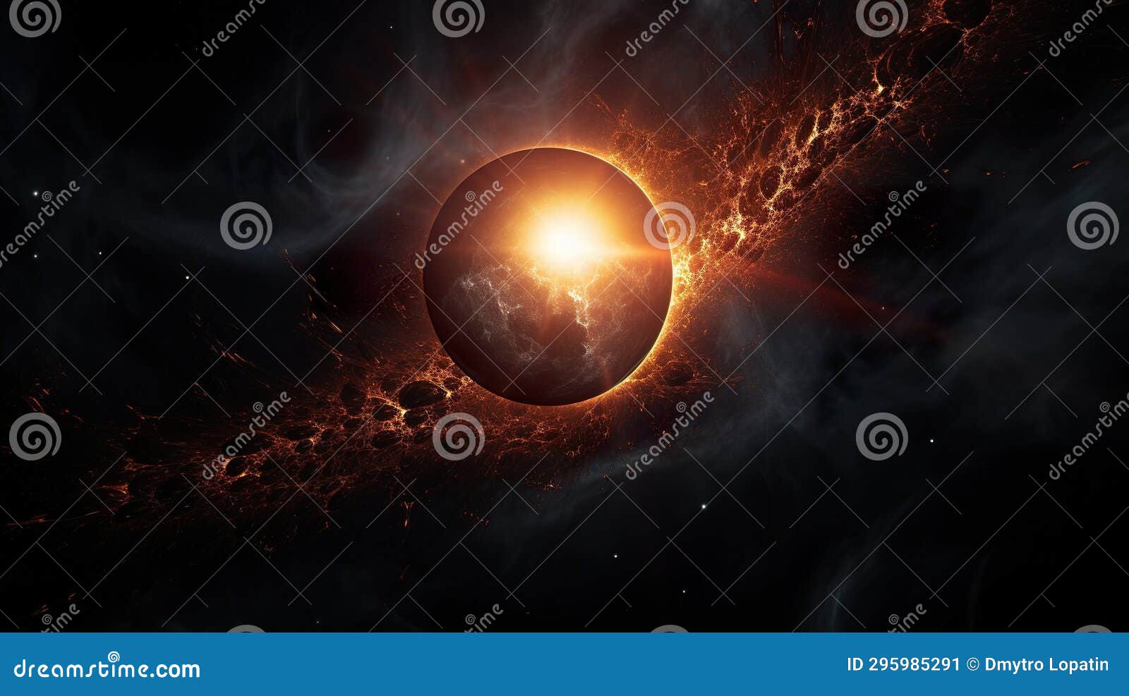 Solar Eclipse Disk on Black Night Sky, Dark Background with Black Hole ...