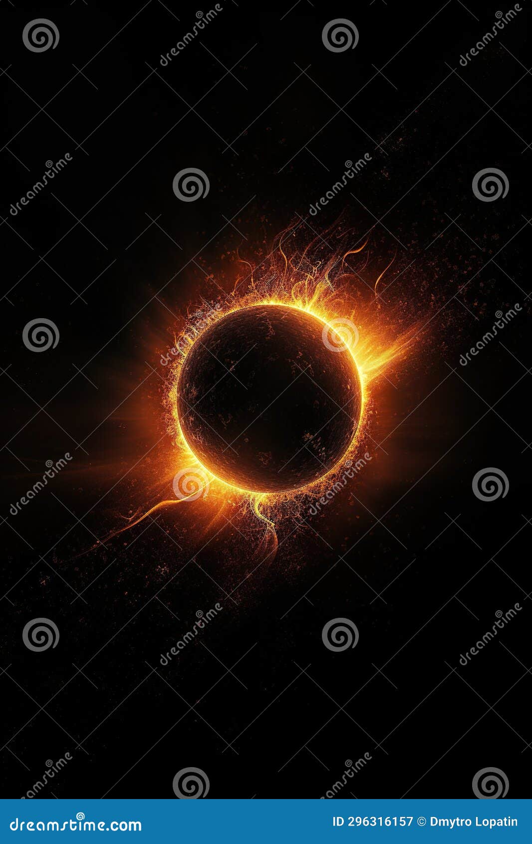 Solar Eclipse Disk on Black Night Sky, Dark Background with Black Hole ...