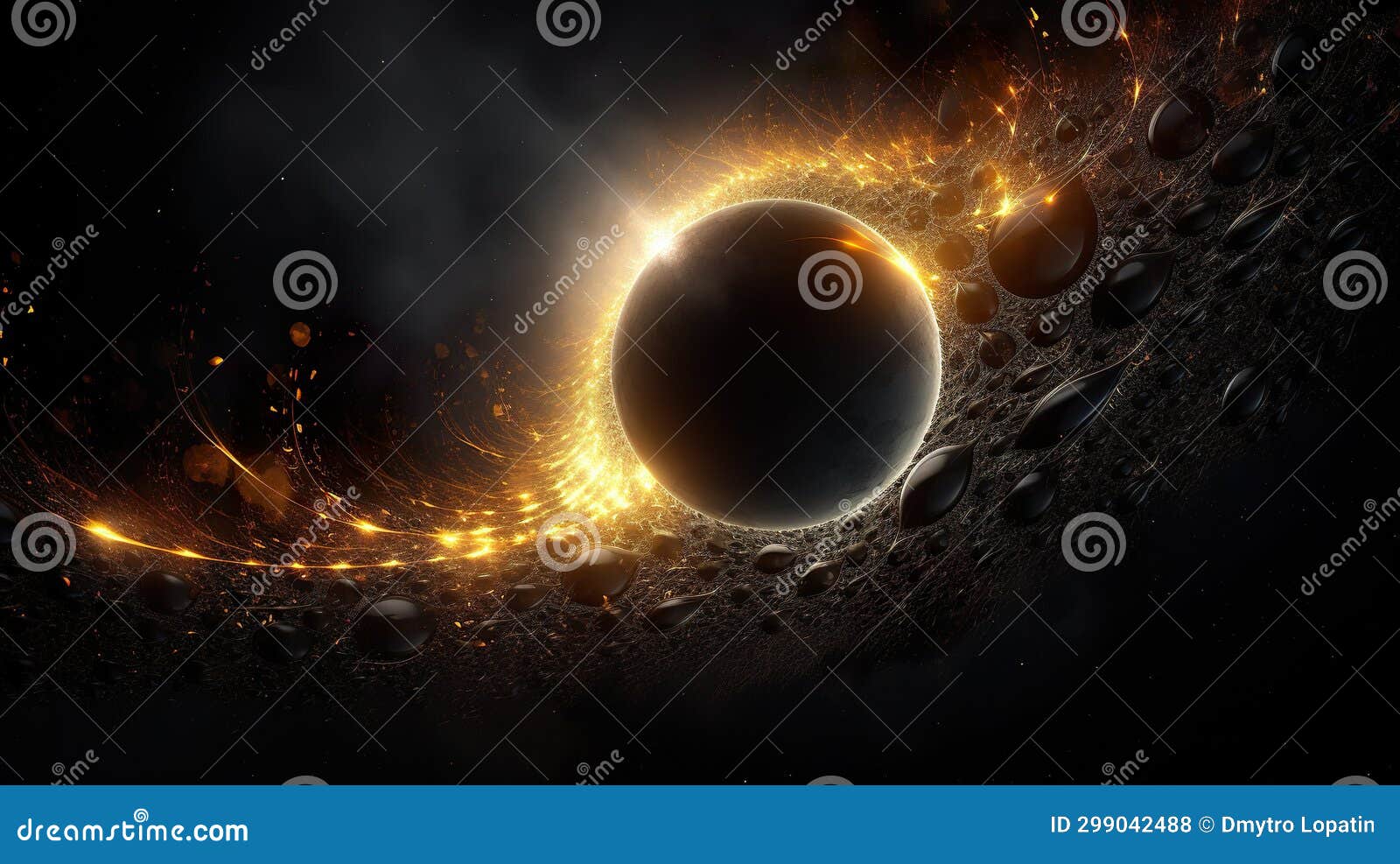 Solar Eclipse Disk on Black Night Sky, Dark Background with Black Hole ...