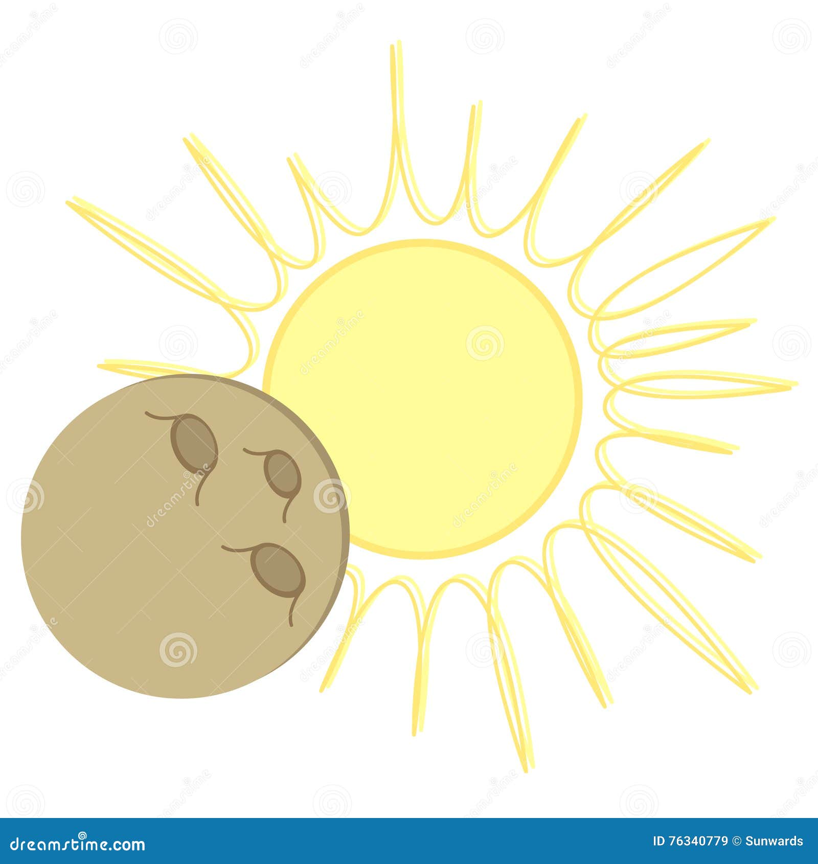 Solar Eclipse Flat Design - Moon Over Sun Stock Vector - Illustration ...
