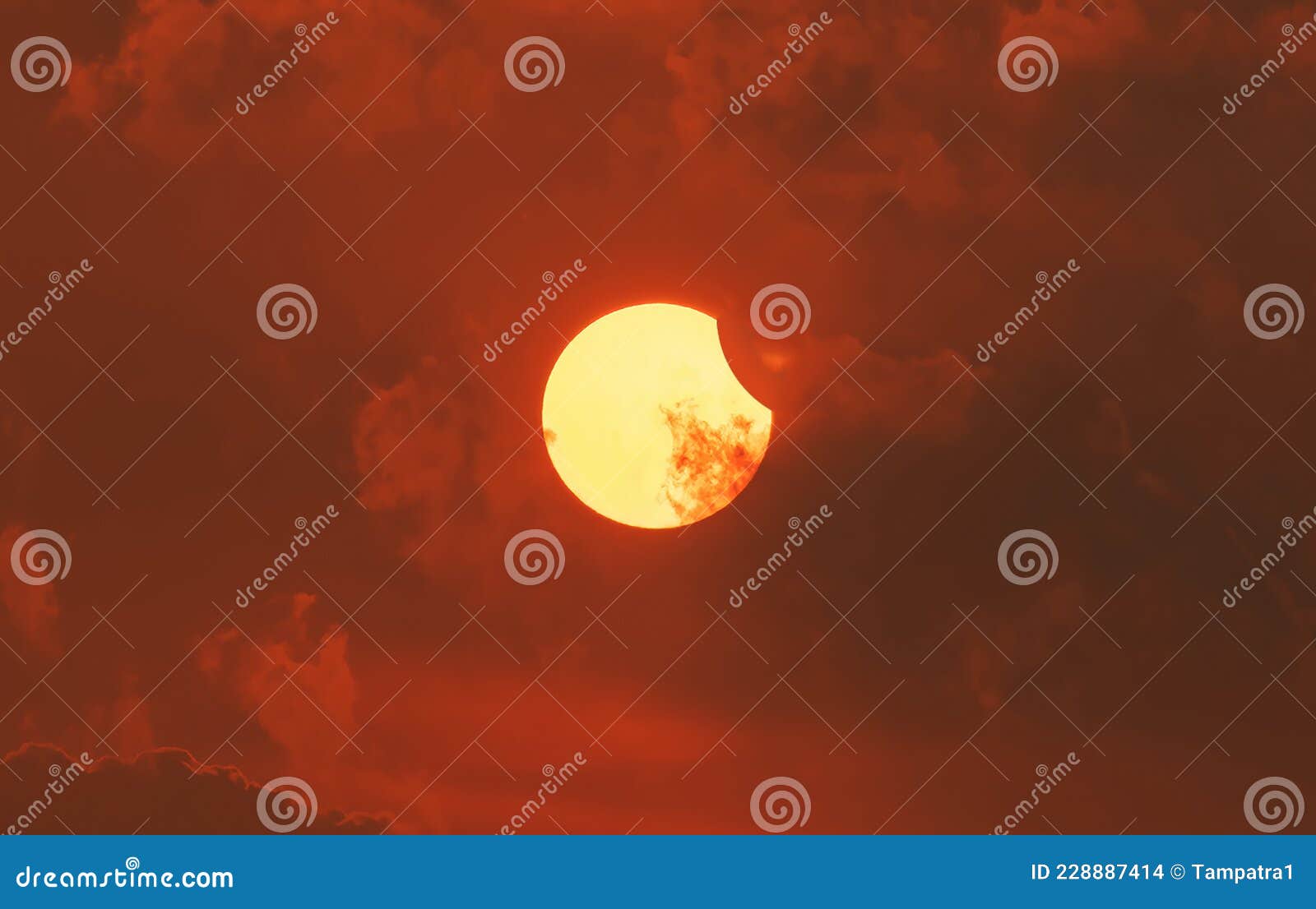 Solar Eclipse. Full Moon or Lunar with Light on Sky in Dark at Sunset ...