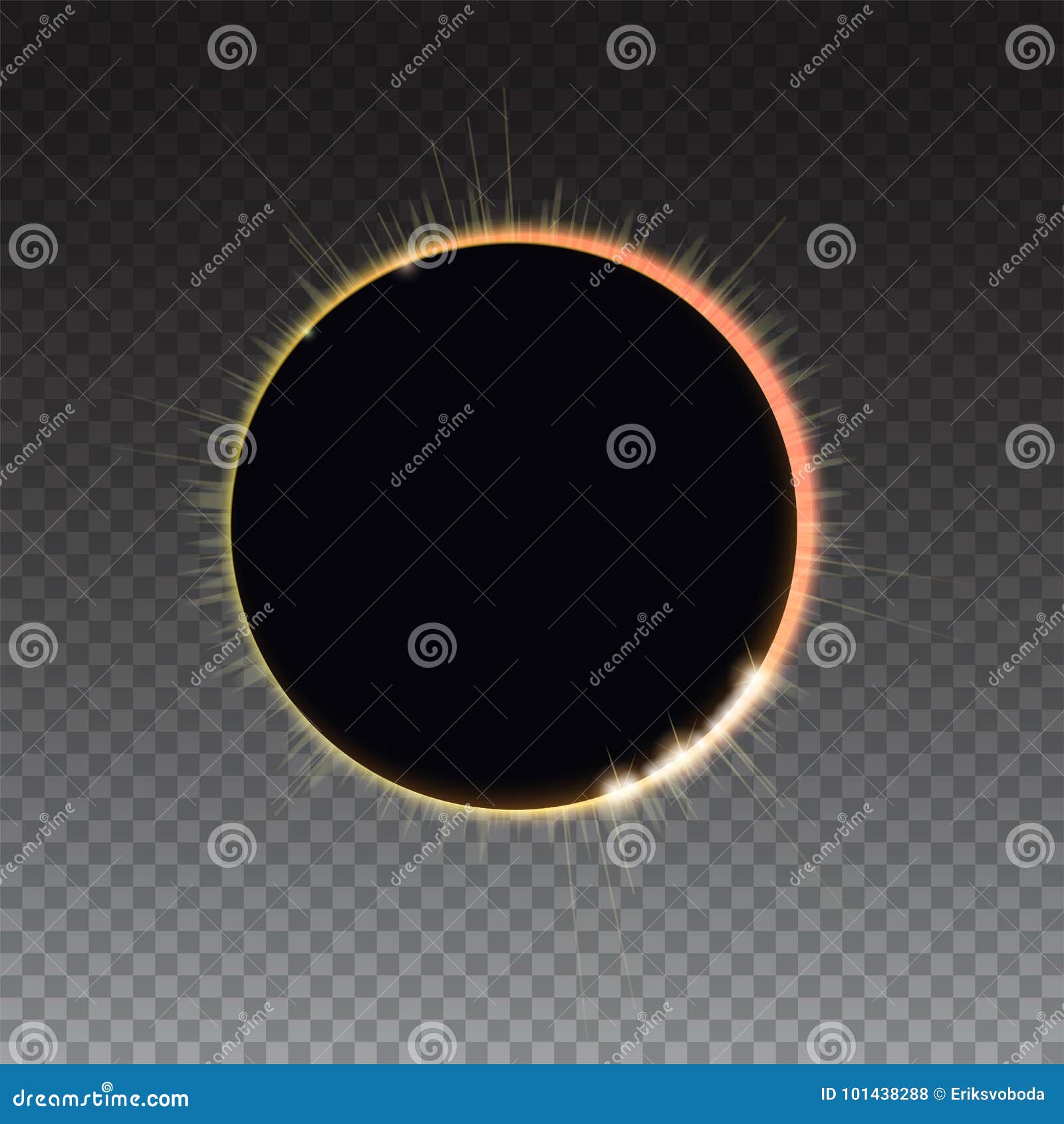 Solar Eclipse - Full Sun Eclipse. Bright Light Rays on Black Backdrop ...