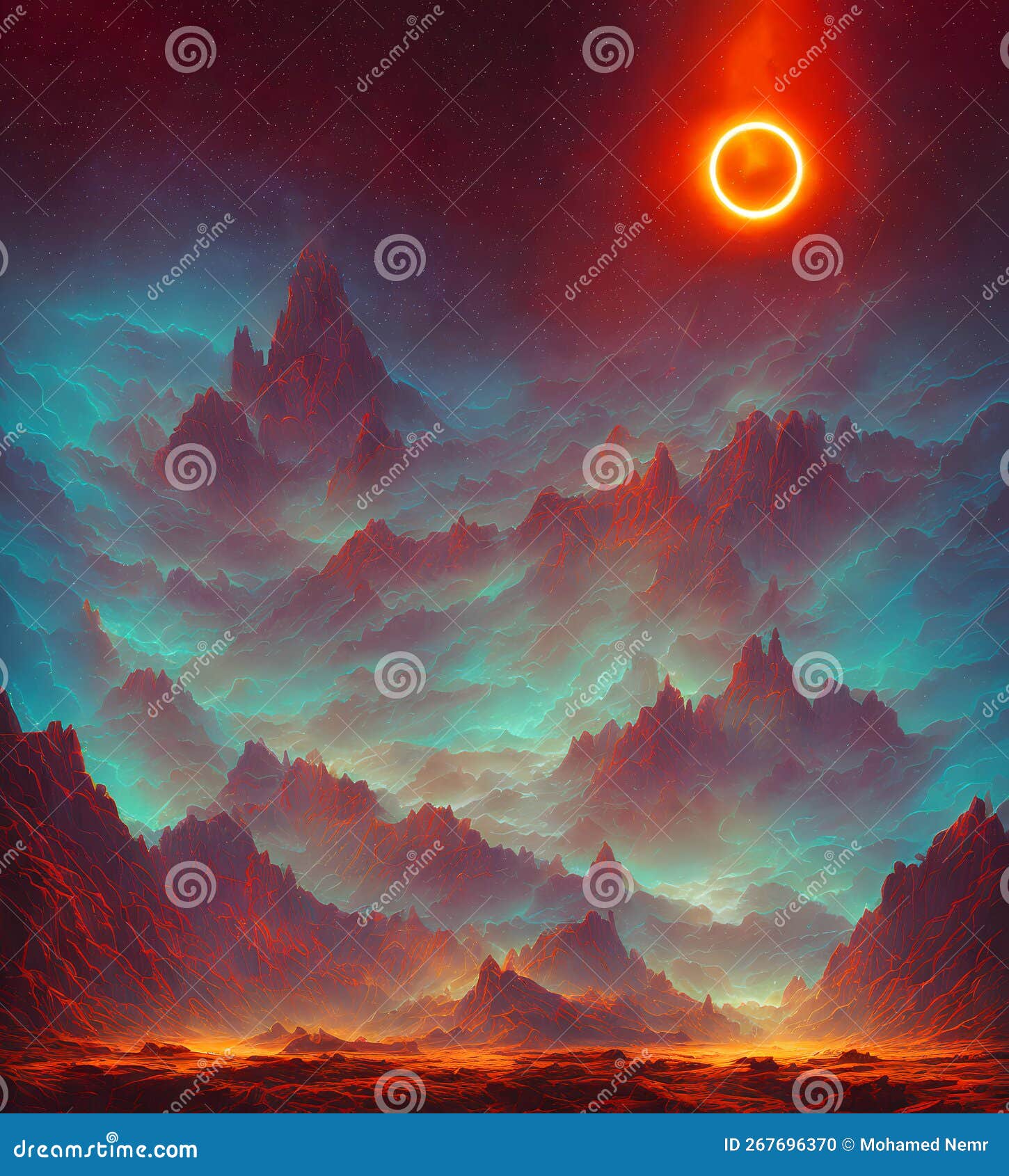 Solar Eclipse, Hot Planet and Warm Clouds Stock Illustration ...