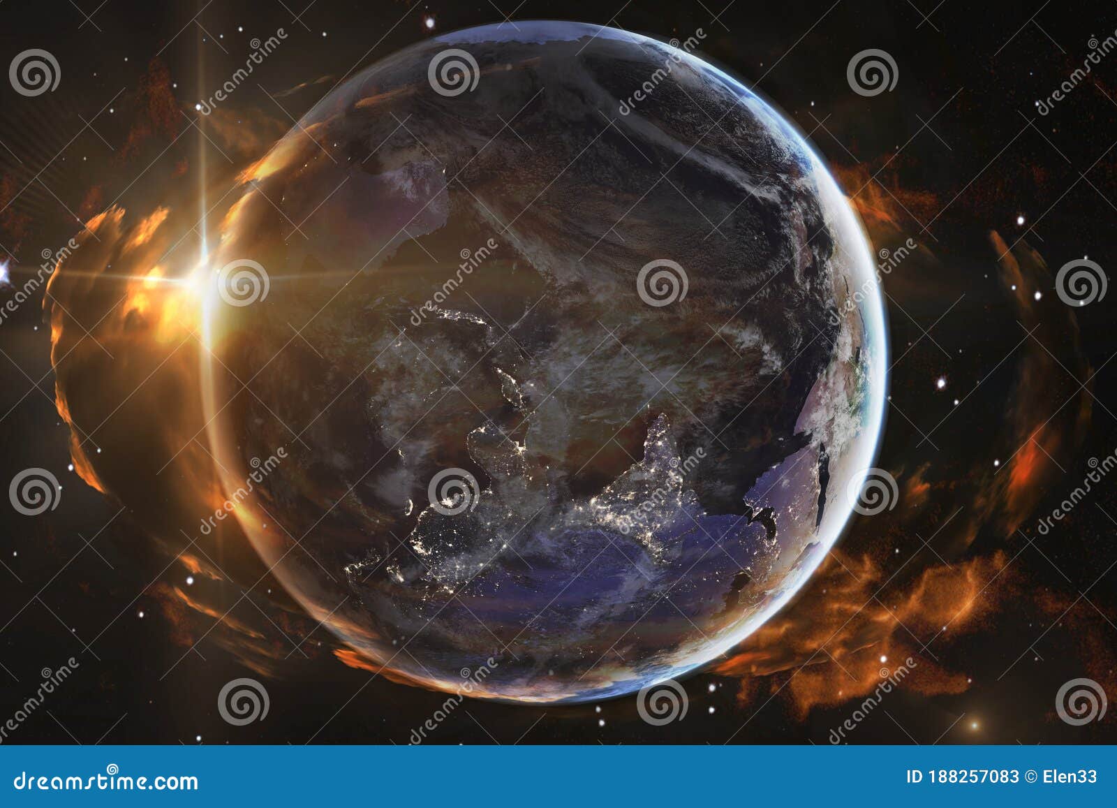 Solar Eclipse. Large Flash or Explosion with Dust and Red Glow Around ...