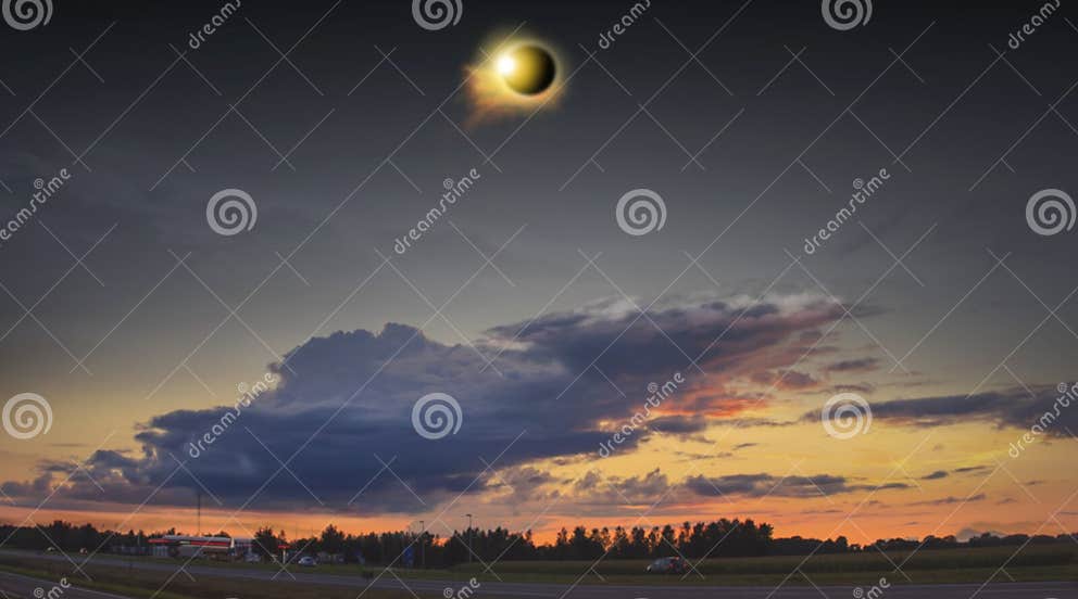 Space Solar Eclipse. Solar System, Solar Flare,Total Eclipse Stock ...