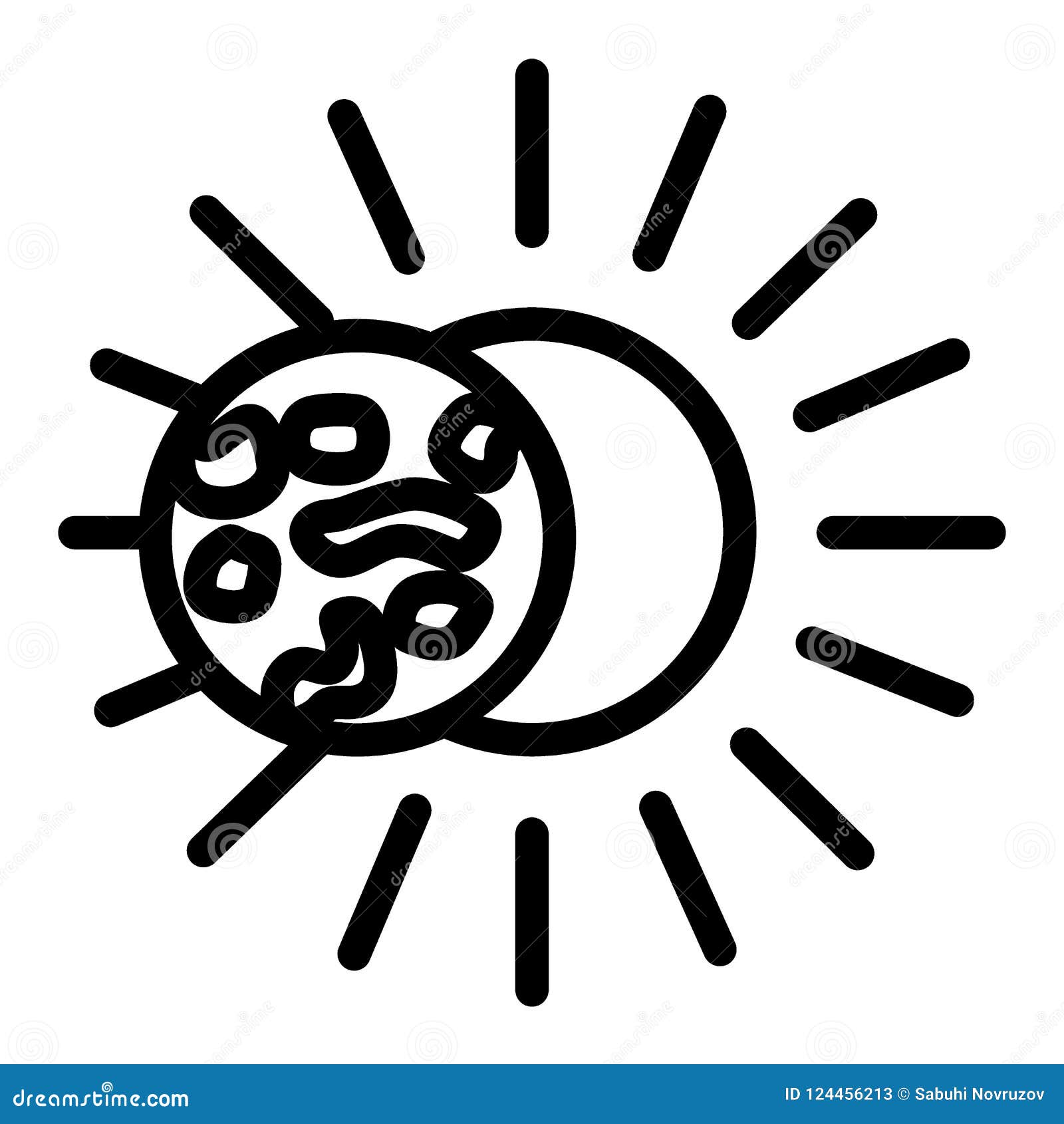 Solar Eclipse Line Icon. Total Eclipse Vector Illustration Isolated on ...