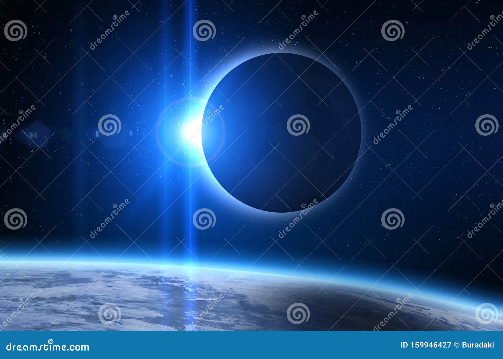 Solar Eclipse, Moon and Earth Stock Image - Image of atmosphere ...