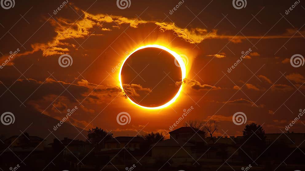 Solar Eclipse. the Moon Moving in Front of the Sun. Stock Photo - Image ...