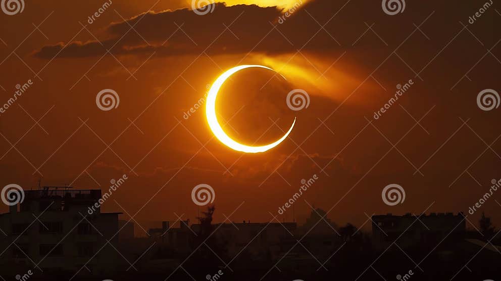 Solar Eclipse. the Moon Moving in Front of the Sun. Stock Image - Image ...