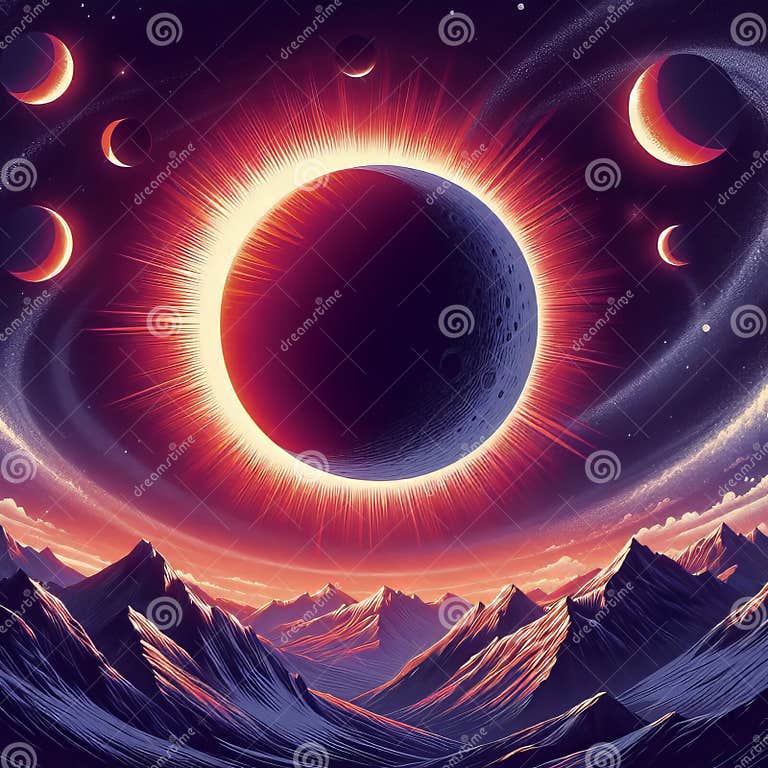 Solar Eclipse. the Moon Moving in Front of the Sun Stock Image - Image ...