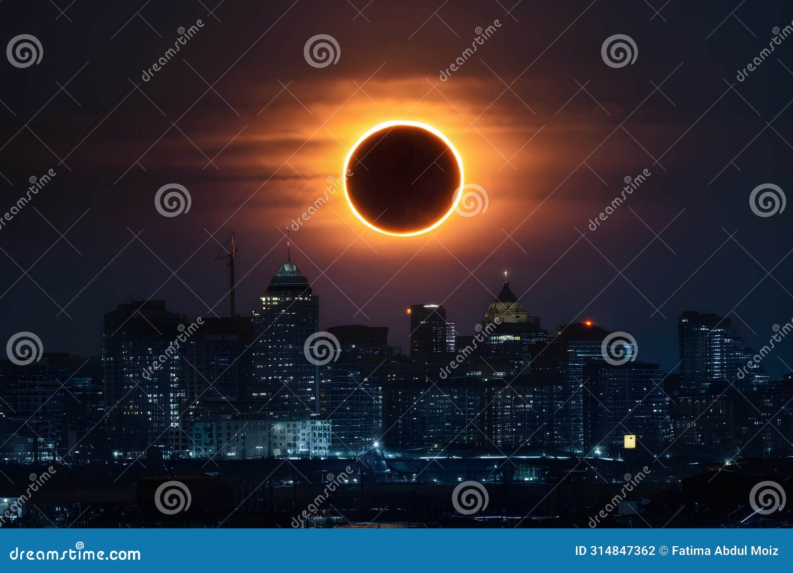 Solar Eclipse Moon Obstructs Sun in Dramatic Celestial Event Stock Illustration - Illustration ...