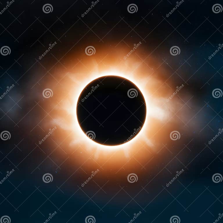 Solar Eclipse Moon Obstructs Sun in Dramatic Celestial Event Stock Illustration - Illustration ...