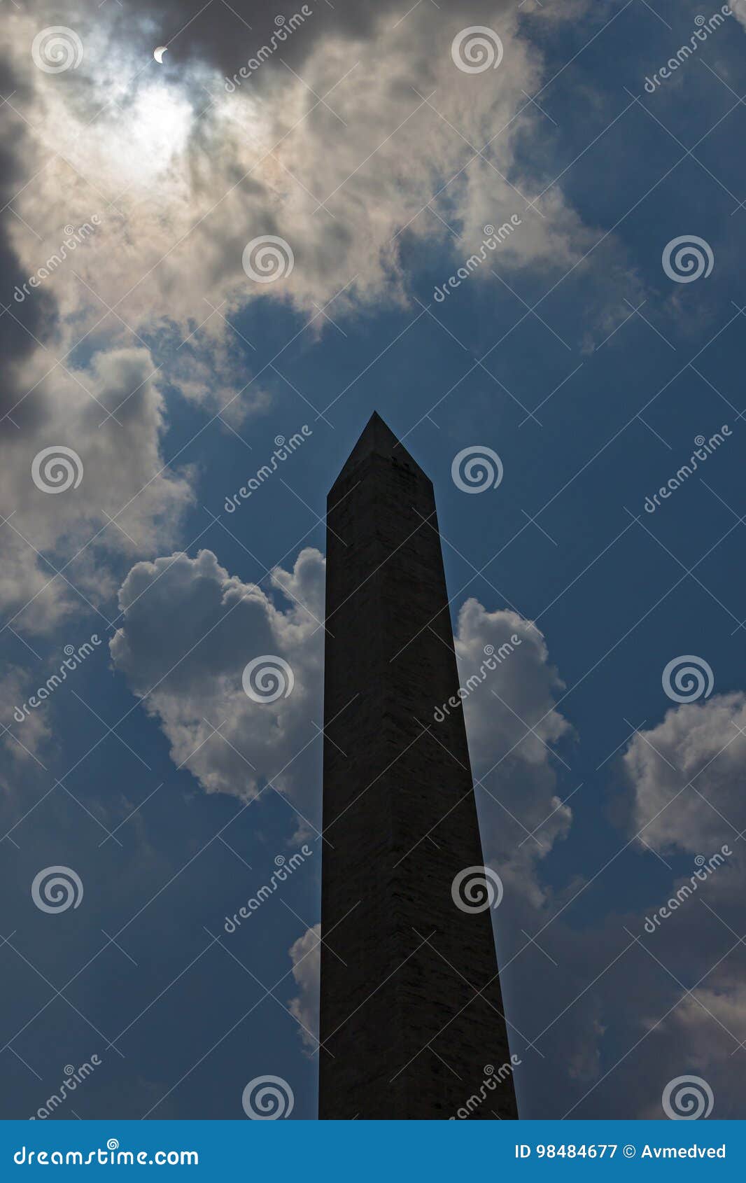 Solar Eclipse Near Washington Monument in US Capital. Stock Image ...