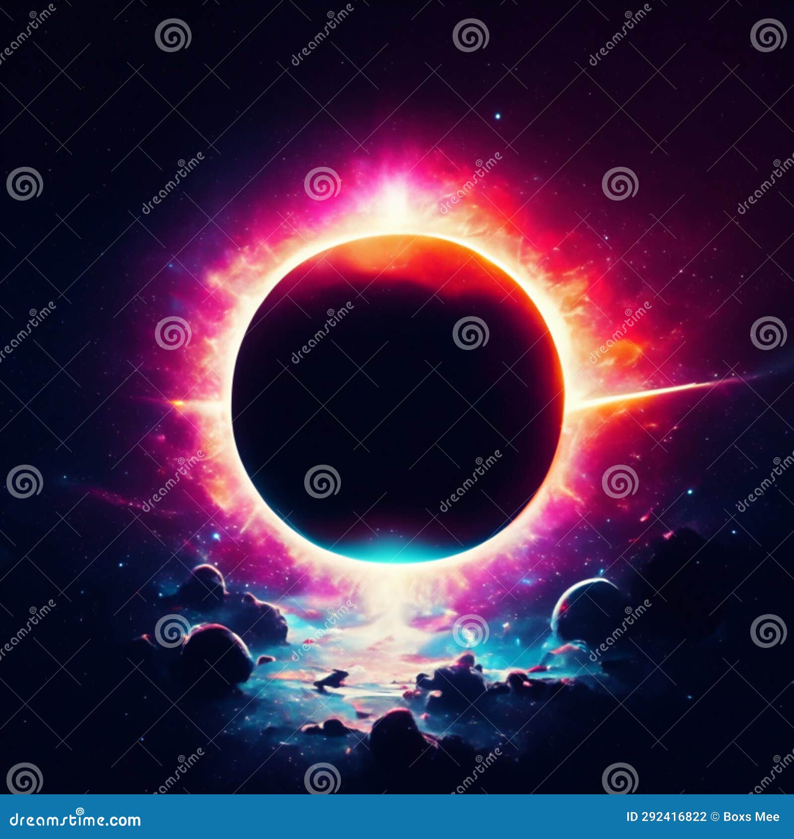 Solar Eclipse in the Night Sky. Abstract Background. Vector Illustration Stock Illustration ...