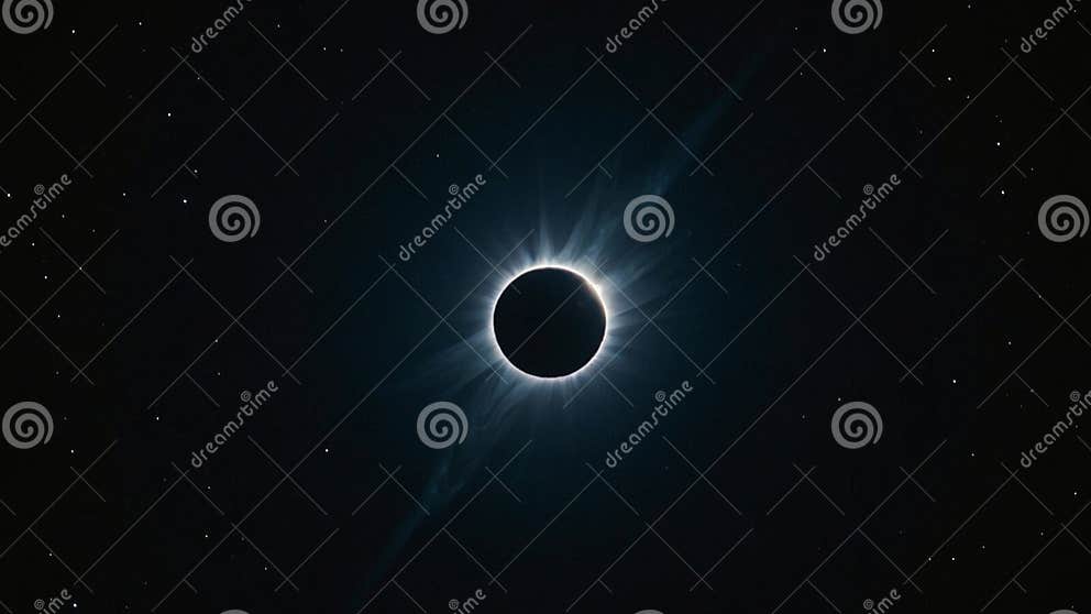 Solar Eclipse Observed in Dark Sky Stock Illustration - Illustration of ...