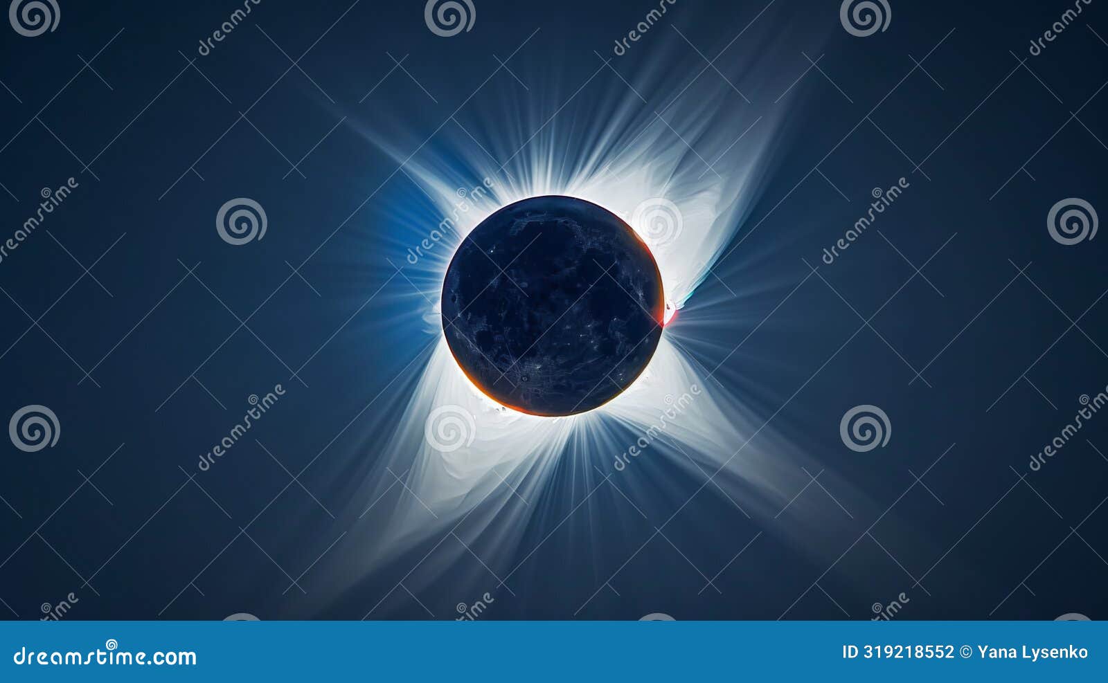 Solar Eclipse Over Dark Sky with Glowing Corona. Moon Blocks the Sun ...