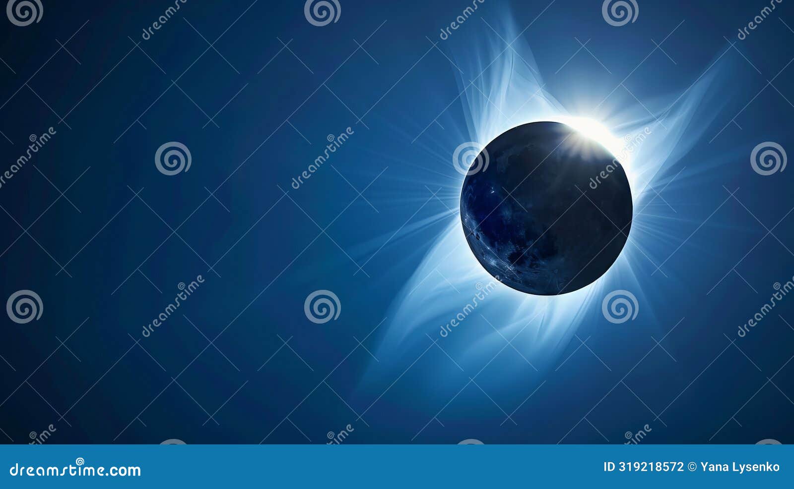 Solar Eclipse Over Dark Sky with Glowing Corona. Moon Blocks the Sun ...