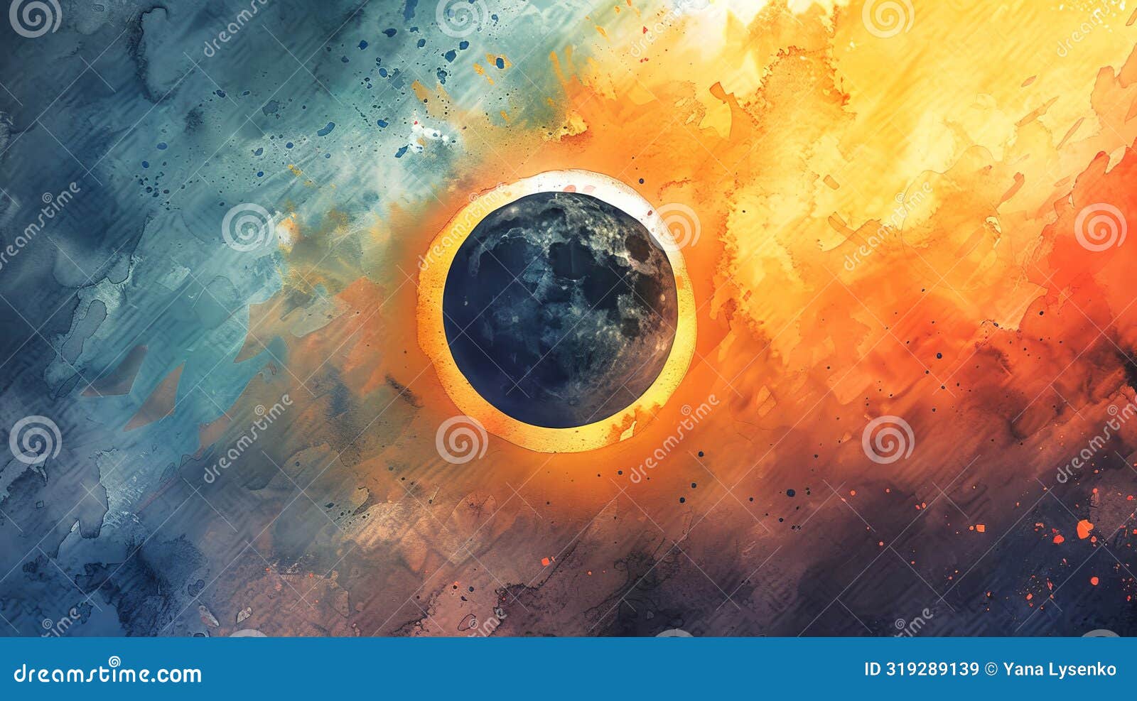 Solar Eclipse Over Vibrant Sky with Glowing Corona. Moon Blocks the Sun ...