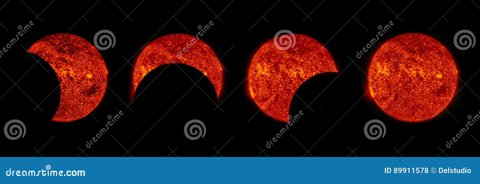 Solar eclipse phases stock illustration. Illustration of eclipse - 89911578