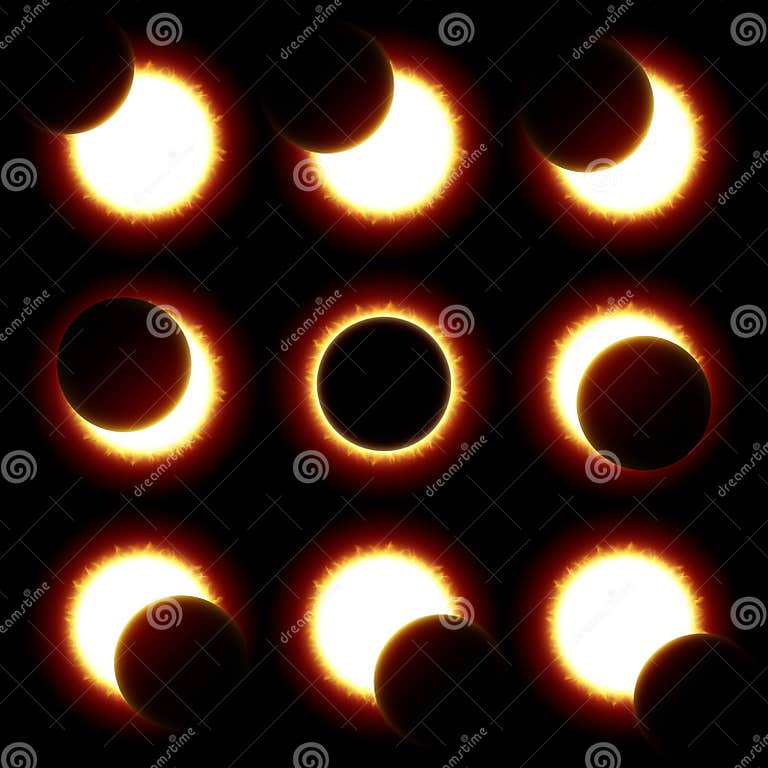 Solar Eclipse phases stock vector. Illustration of full - 37134632