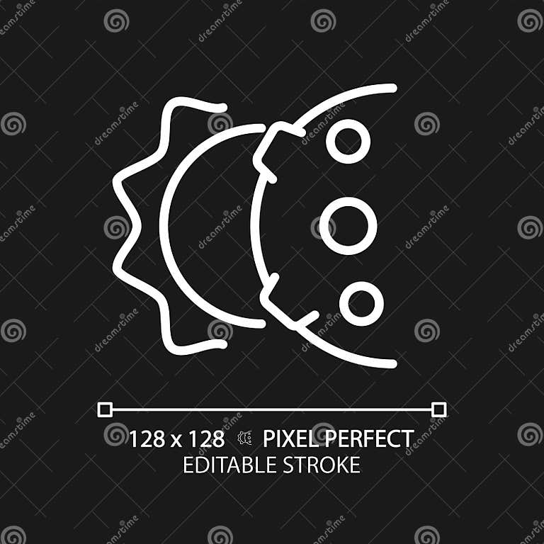 Solar Eclipse Pixel Perfect White Linear Icon for Dark Theme Stock ...