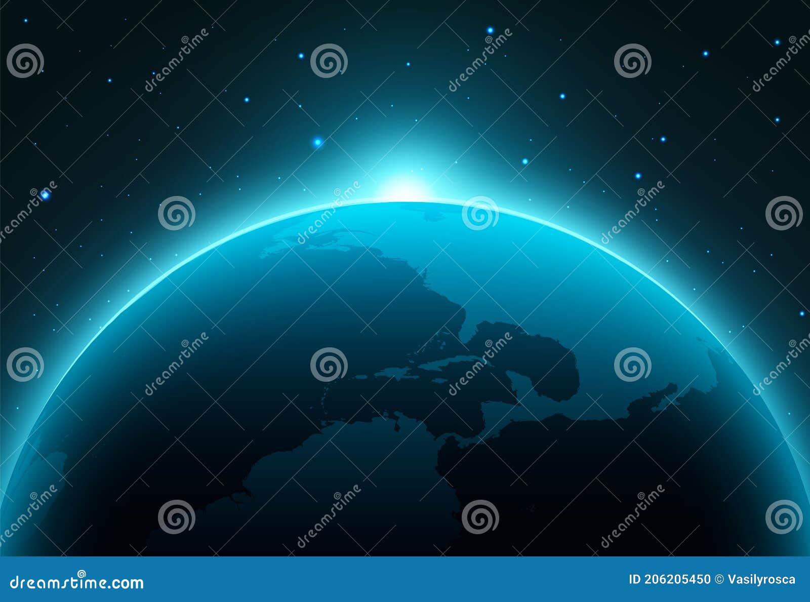 Solar Eclipse Planet Earth Space Horizon. Earth Planet World Vector ...