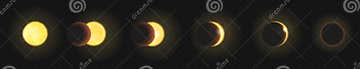 Solar Eclipse Set, Process or Stages of Partial and Complete Eclipse ...